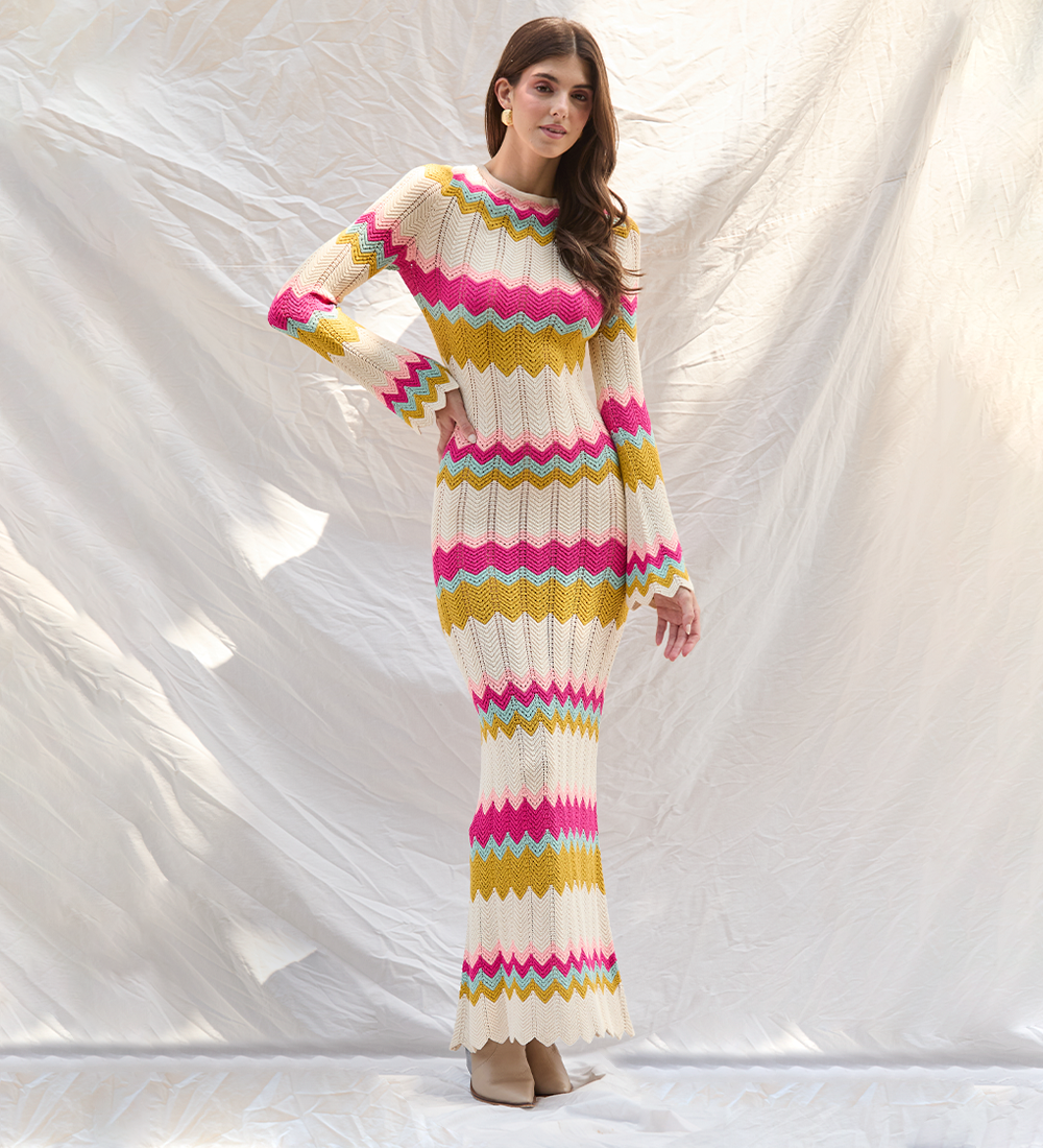 Piper Multicolor Knitted Dress – Breezyswimwear